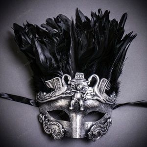 ILOVEMASKS | Accessories | Classic Silver Swan Angel Feather Couple ...